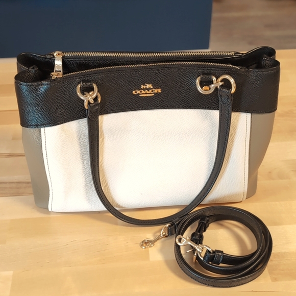 Coach | Bags | Coach Tricolored Satchel With Shoulder Strap Euc | Poshmark